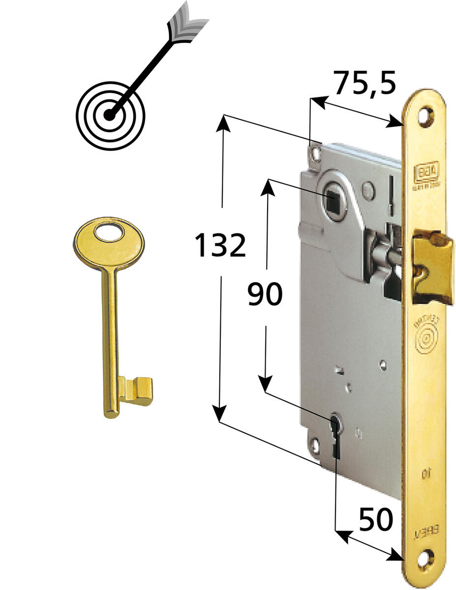SERRATURA PATENT CENTRO AGB SOLO SCROCCO OTTONATA FRONTALE 22 - Brico123